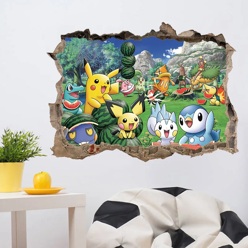 Pokemon Pikachu Watermelon 3D Cartoon Wall Sticker Poster - KawaiiMerch.com