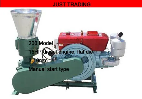 8HP 150mm and 15HP 200mm 230mm diesel engine driven wood feed pellet ...