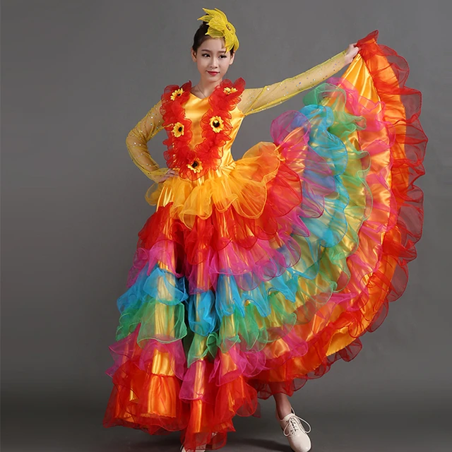 Colorful Flamenco Dancer Costume