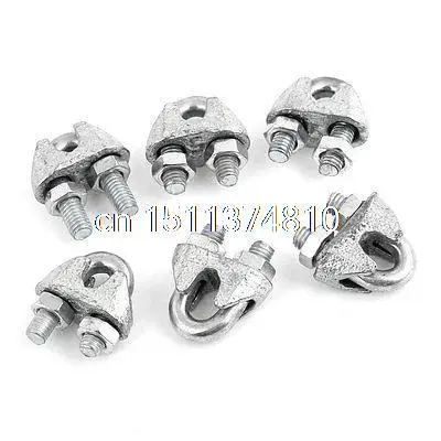 Tono de plata 5mm 1/5 "Metal Alambres cuerda del clip cable clamp 6 ...