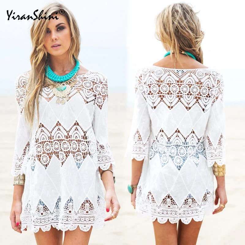 2018 Sexy Beach Cover Up Ladies Bathing Suit Cover Ups Lace Crochet