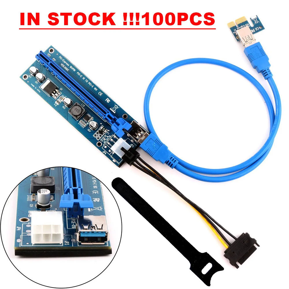 100pcs Pci Express Riser Card Usb3.0 Cable Adapter Pci-e Extender 1x To ...