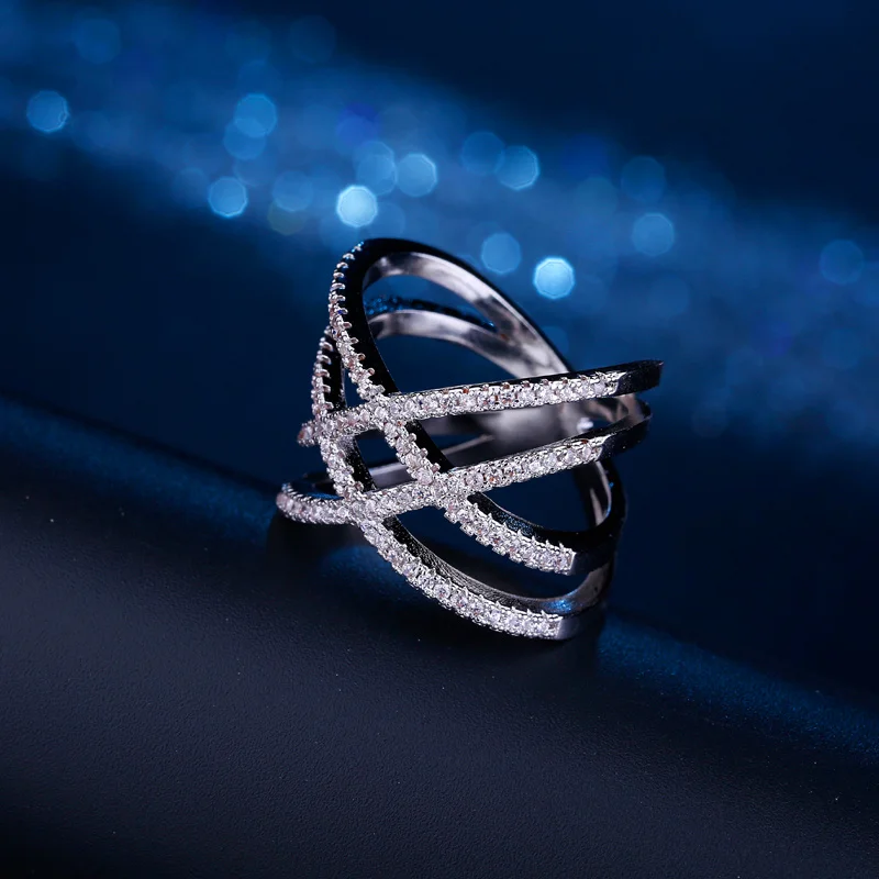 CWWZircons нежная X в сочетании микро проложить кубического циркония кольцо для большого пальца ...