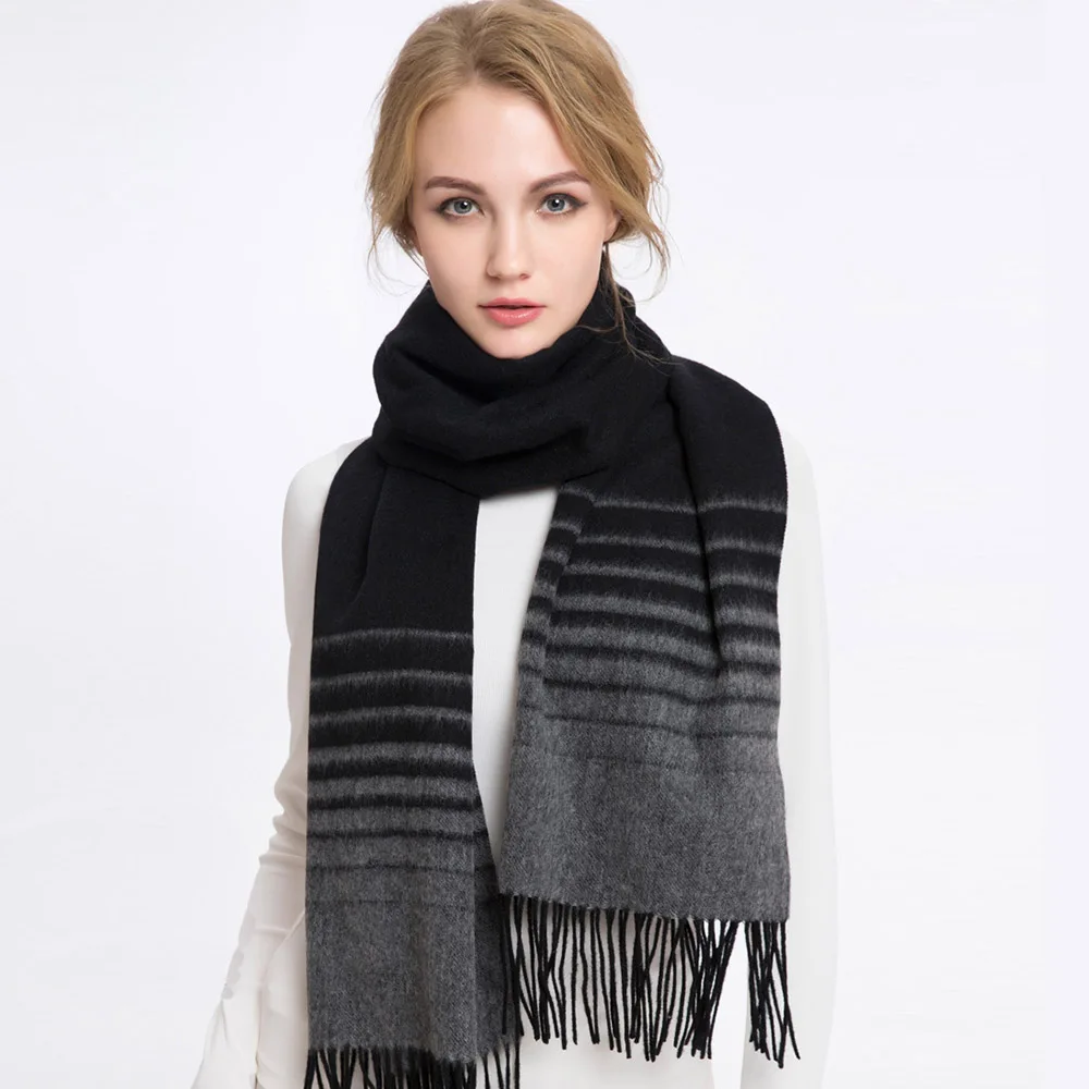 2017 Nueva Luz Rayada Gruesa Bufanda de Invierno Bufanda de Las Mujeres ...