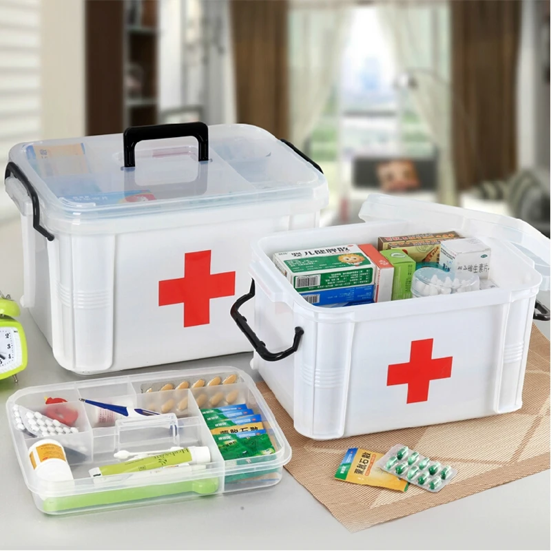 מוצר - Red First Aid Clear Container Bin Family Emergency Kit Storage ...