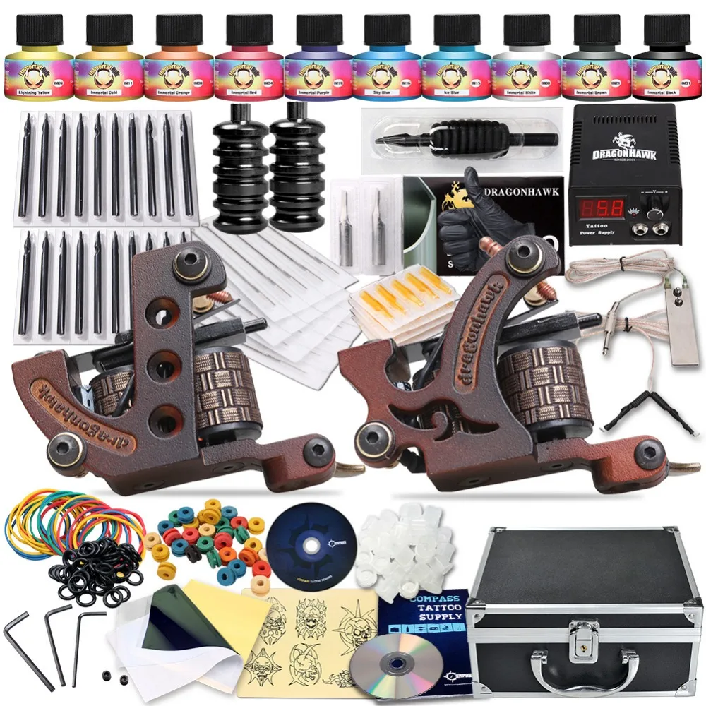 Complete Tattoo Kit Professional Tattoo Liner Shader Machines Tattoo ...