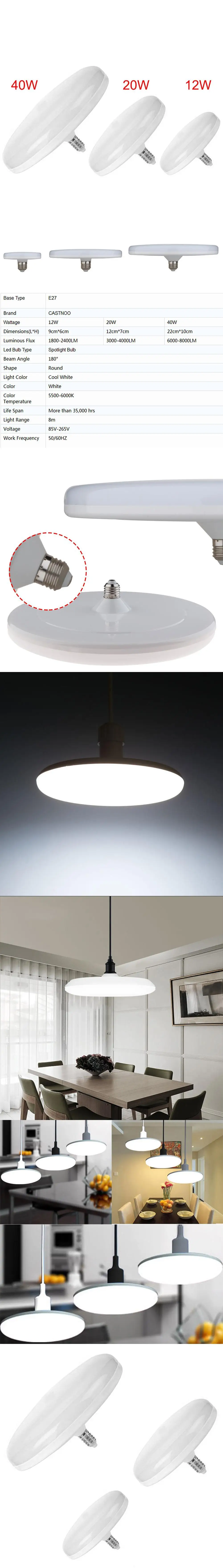 LED Light Bulb E27 12W 20W 40W LED SMD Bulb UFO Globe Round Spot Light ...