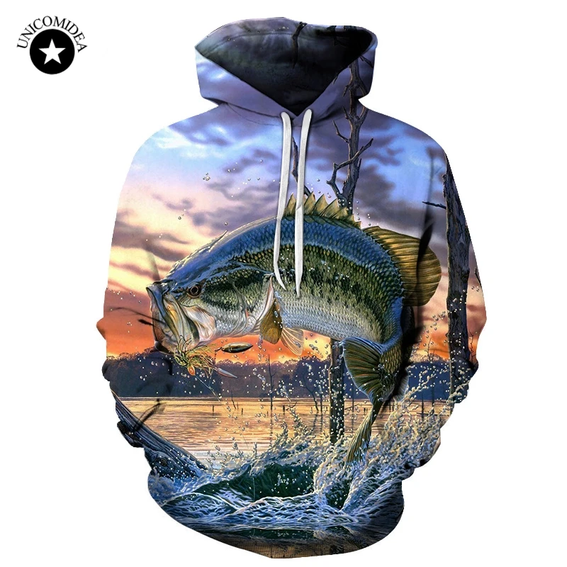 Fish Print Hoodies 3D Men Tracksuits Sweatshirt Unisex Funny Fish Style ...