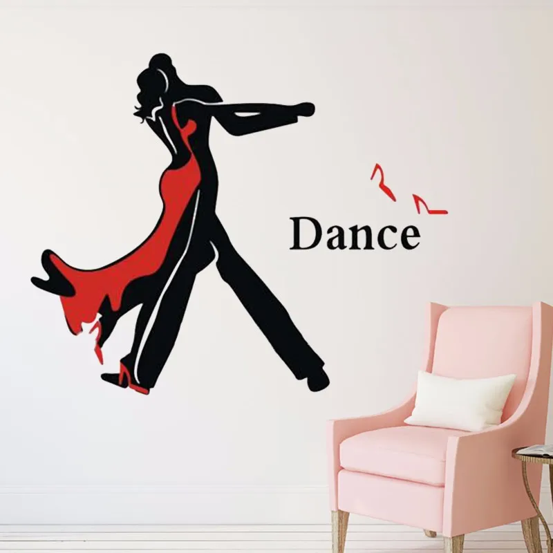 Ballroom Dancing Two color Vinyl Wall Stickers Waterproof Romantic Wall ...