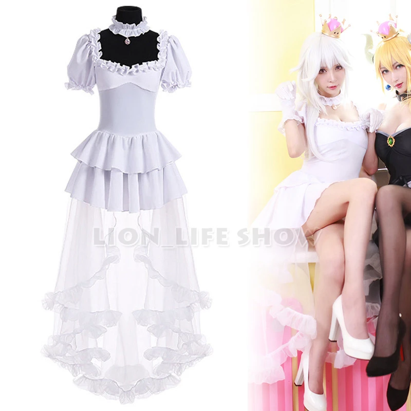 Bowsette Booette Princess Teresa King Boo White Long Sexy Dress Cosplay Costume Aliexpress