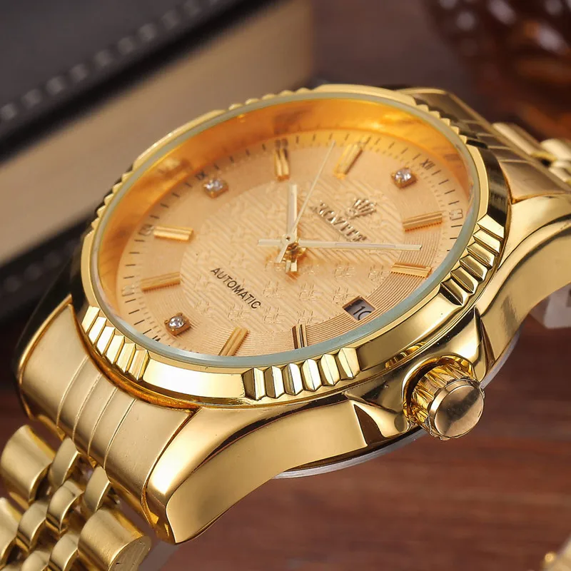 Gold Calendar Full Stainless Steel Series Automatic Mens Watches Sports ...