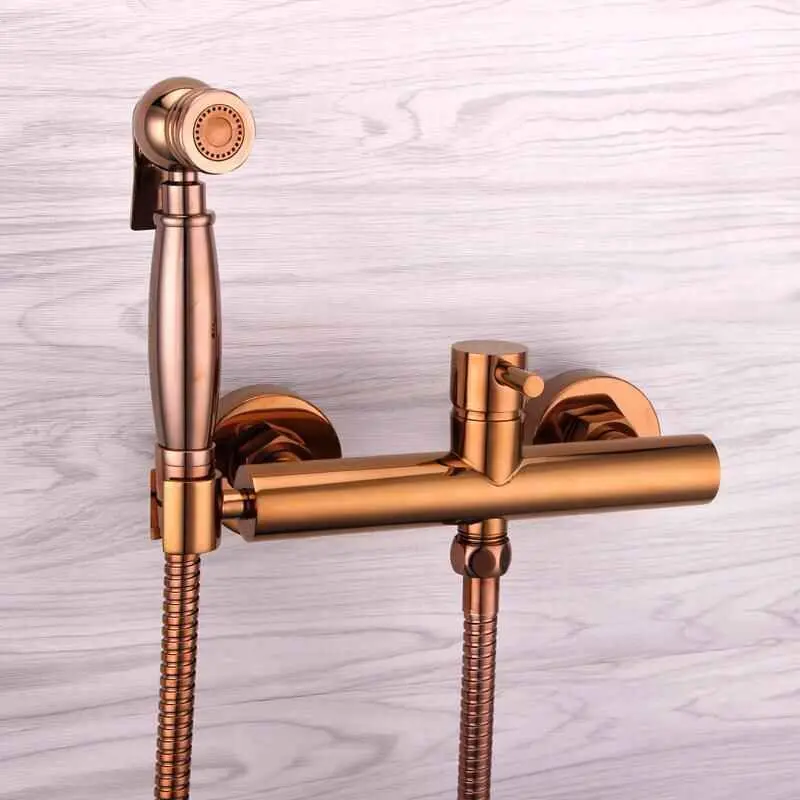 Fashion high quality total brass Rose gold bathroom bidet faucet set ...
