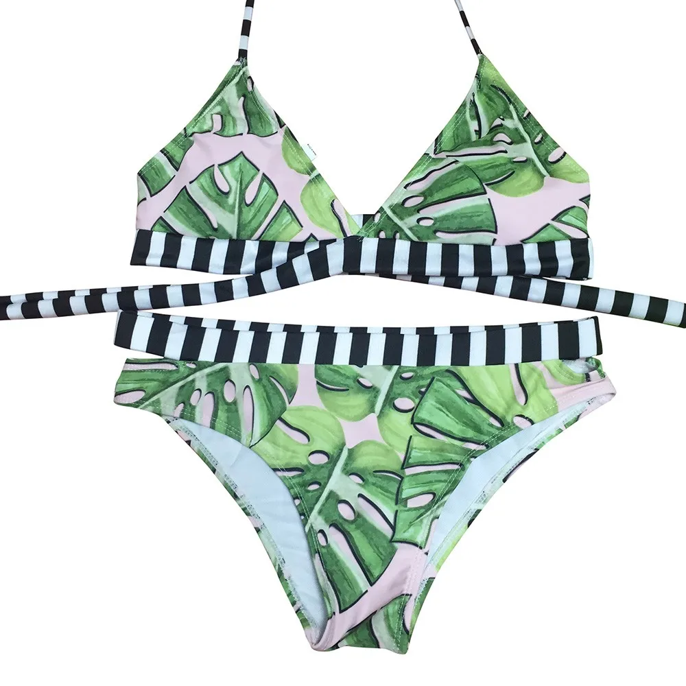 Womens Swimming Suit Swimsuit Bather Sexy Retro Tropical Floral Palm