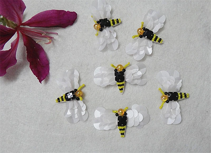 10pcs Sequin Beaded Bee Patch Collor Applique Iron On Patches For ...