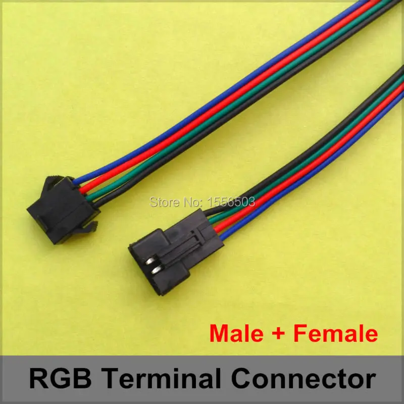 200 Pairs/lot RGB Terminals Connector 4pin RGB Cable Terminals Wire ...