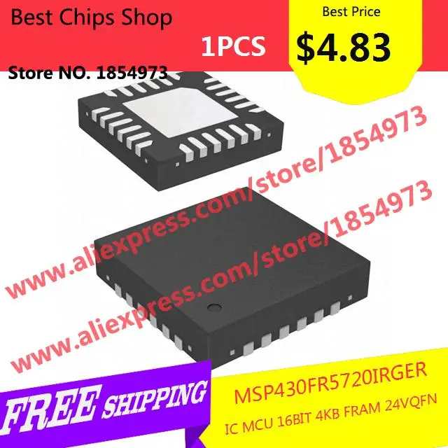 1 PCS = $ 4.83 tipos MSP430FR5720IRGER circuitos integrados IC MCU 16BIT 4KB FRAM 24 VQFN ...