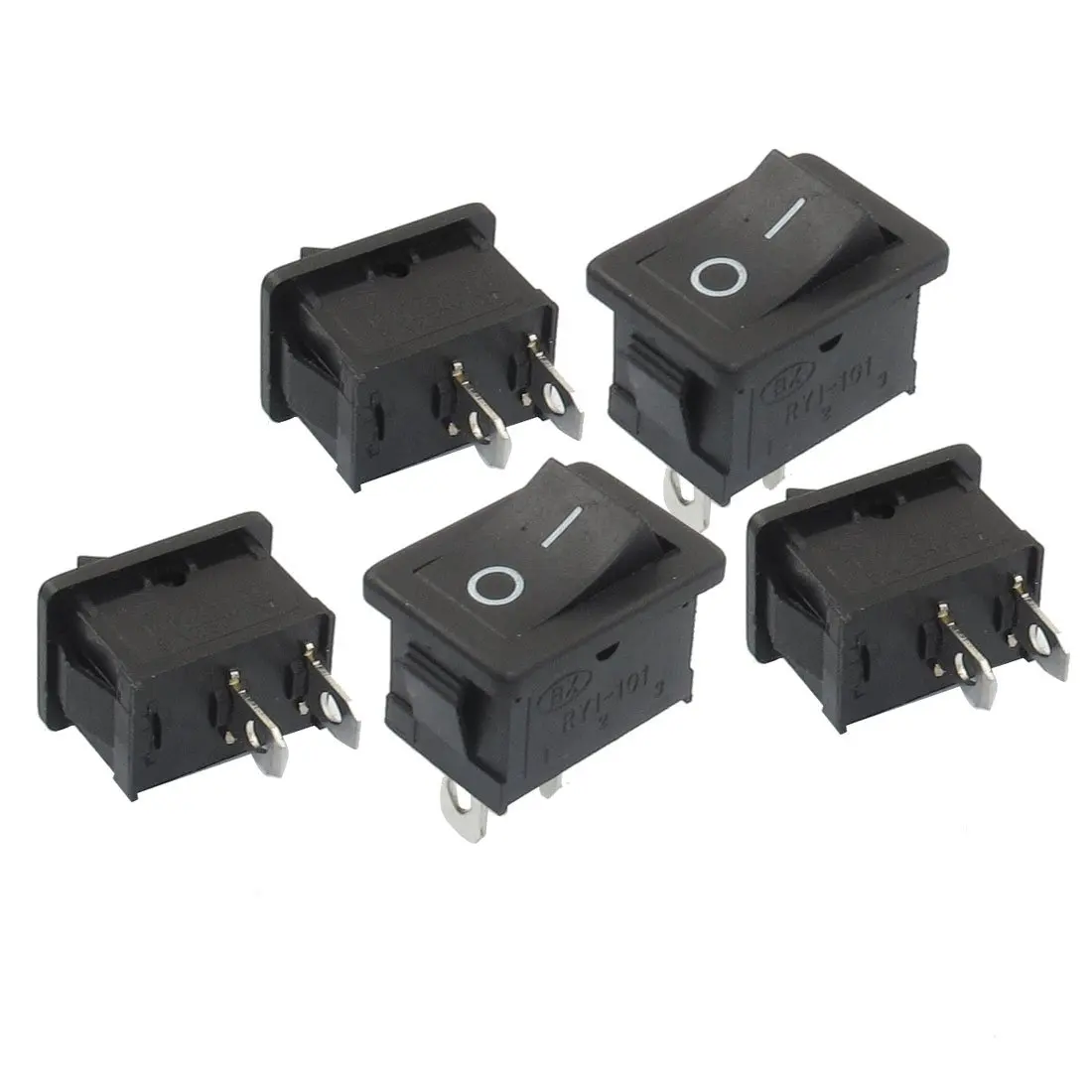 JFBL 5 Pcs SPST On/Off Momentary Off Rocker Switch AC 250V/6A 125V/10A ...