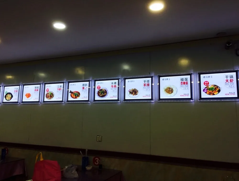 10PCS Restaurant Indoor Wall Mounted Ultra Slim A3 Acrylic Frame LED ...