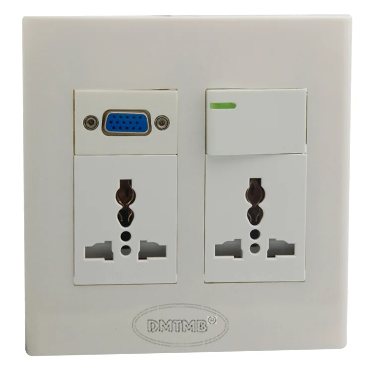 120 X 120mm 2 Gang Face Plate 2 X Ac Power, 1 X Vga, 1 X Light Switch ...