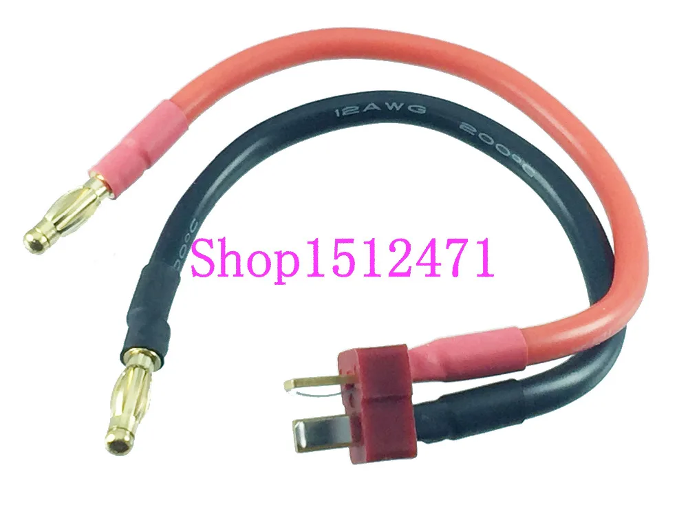 1pce T Plug Deans Male to 4mm Banana Bullet charger lead cable for lipo ...
