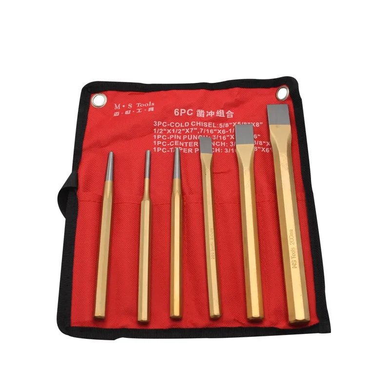 6pcs Chrome Vanadium Alloy Steel Forged Pointed Head Punch Chisel Steel ...