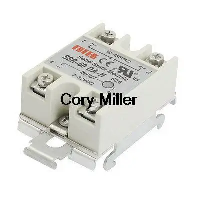 DIN Rail Mount Single Phase Gray Solid State Relay SSR 60A 3 32VDC 90 ...