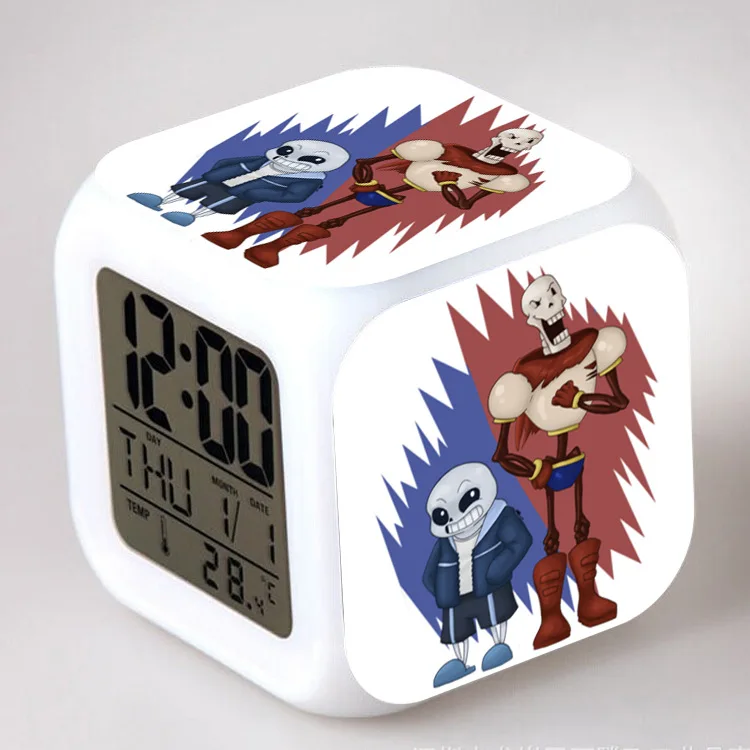 Horloge,Jeu d'anime Undertale Sans 7 horloges de réveil LED numériques ...