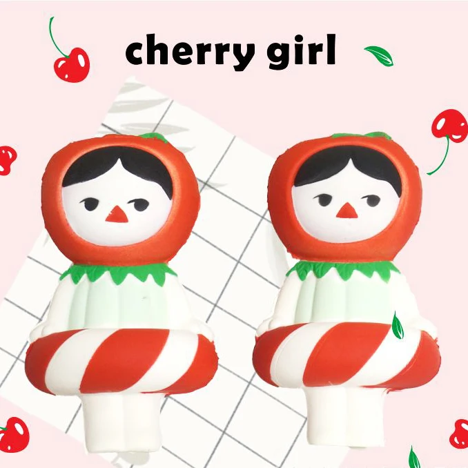 Jumbo Kawaii Cherry Girl Swim Ring Squishy Slow Rising Soft Antistress ...