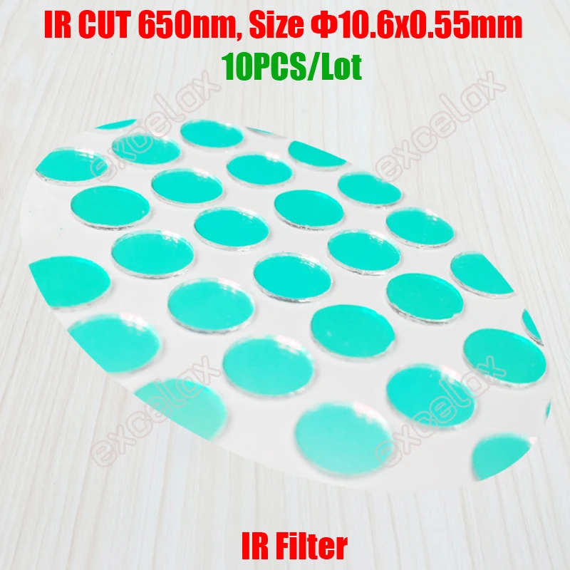 10pcs/lot 650nm 10.6mm 11mm X 0.55mm Round Ir Cut Light Filter For ...