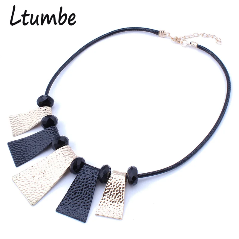 Ltumbe nueva moda Cadena de cuerda negra collares geométricos y ...