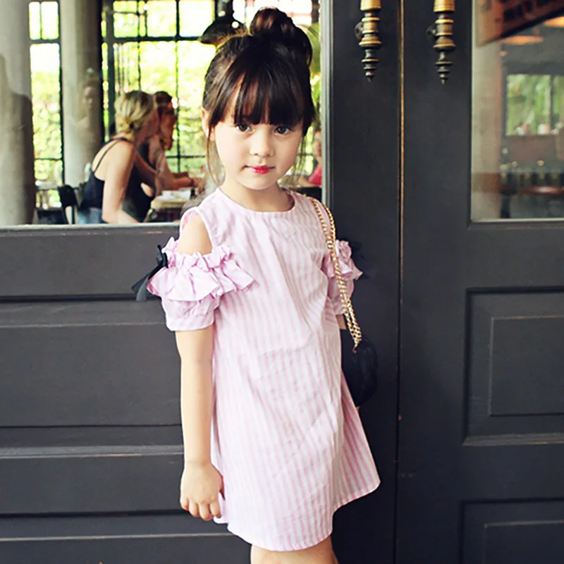 Off Shoulder Teenage Little Girls Dresses Spring Summer Dress Girl Kids ...