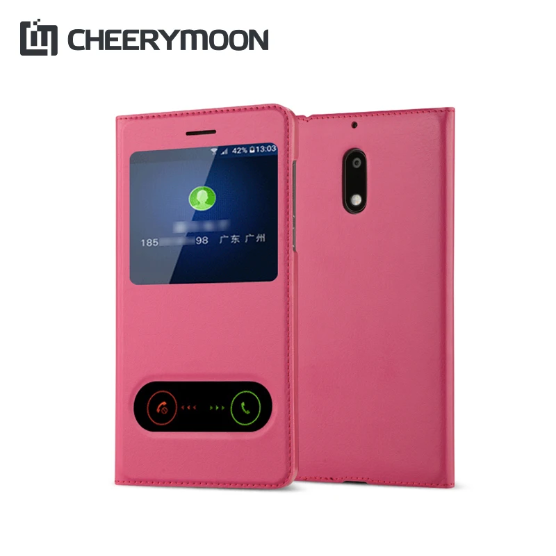 Cheerymoon Case Dual Windows Cover For Nokia 6 5 5 Inch Back Flip Pu