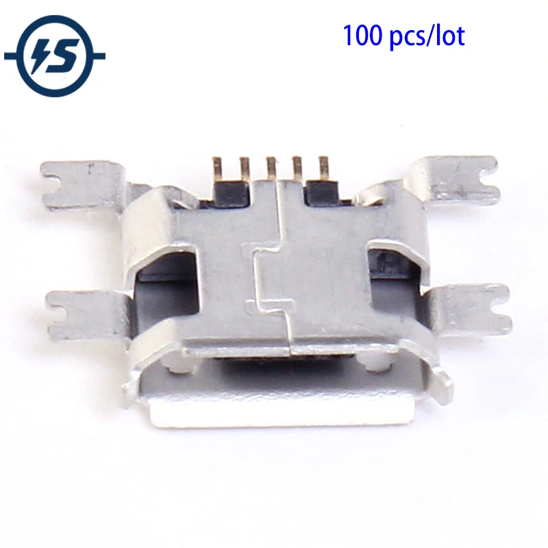 100pcs/lot 4P Micro USB Female Connector SMD USB Socket DIY Components ...