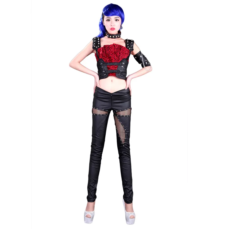 2016 Fashion Female Singer Stage Show Leopard Balck Costume Sexy Slim ...