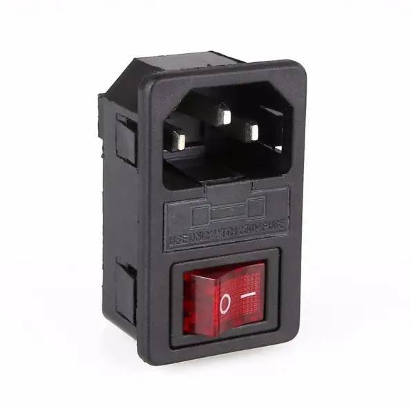 NEW HIGH QUALITY Red Light Power Rocker Switch Fused IEC 320 C14 Inlet ...