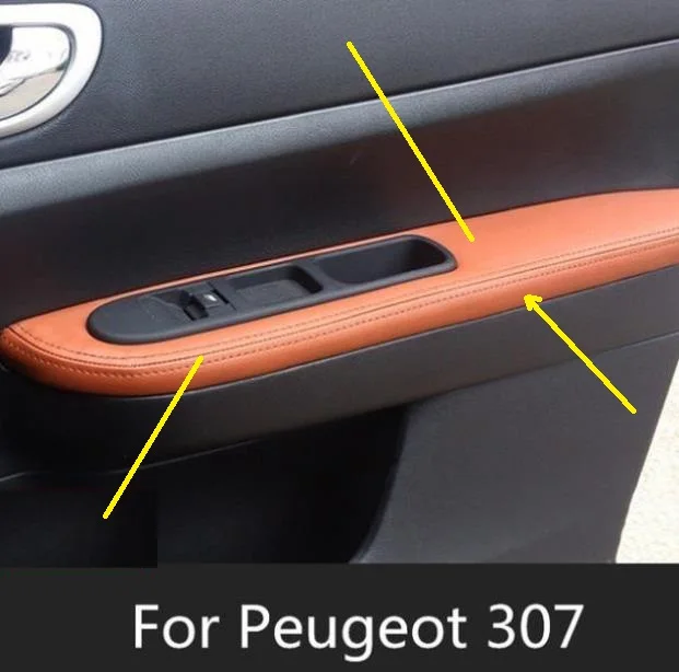 Microfiber-Front-Rear-Door-Panels-Armrest-Leather-Cover-Protective-Trim ...
