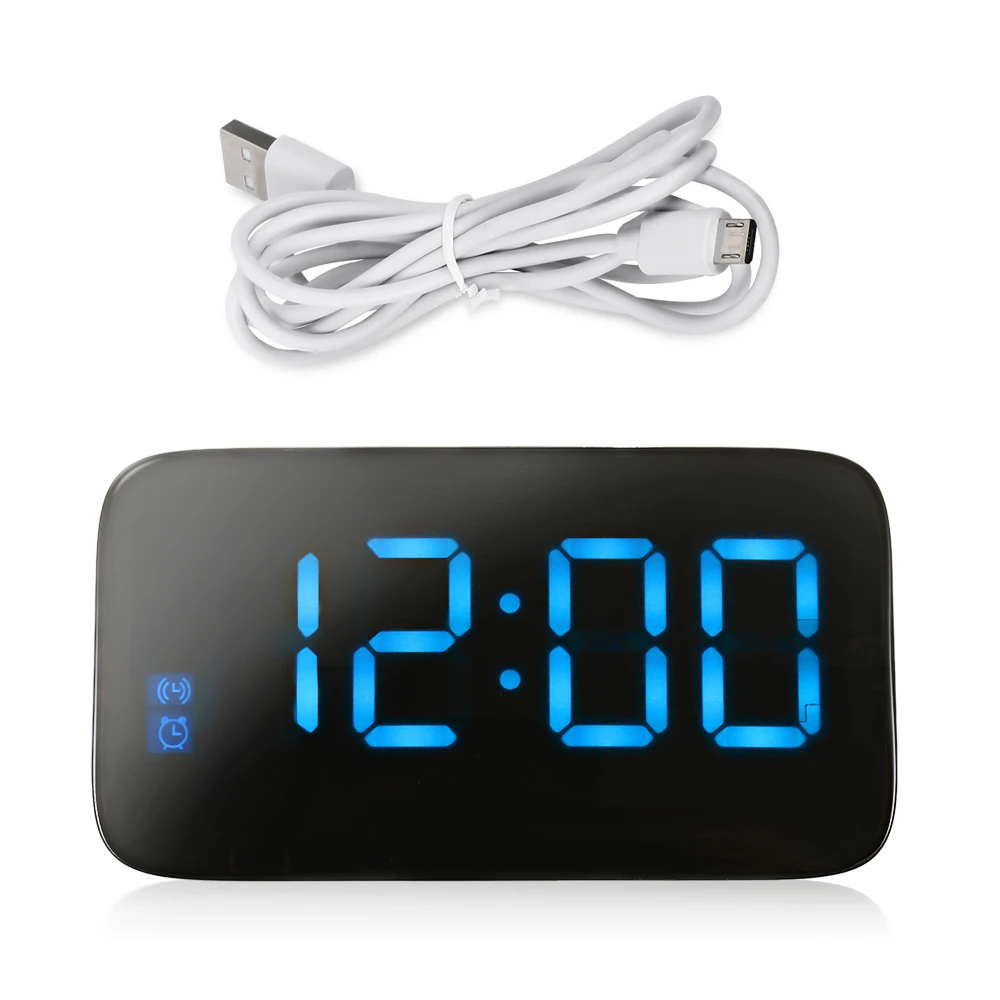 LED Alarm Clock Large LED Display Voice Control Electronic Snooze ...