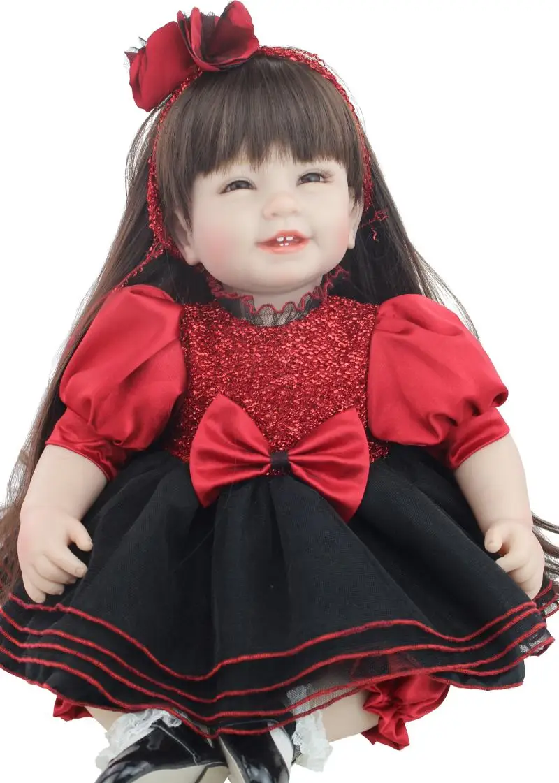 New Baby-reborn Dolls 22" Long Hair Red Evening Dress Princess Dolls ...
