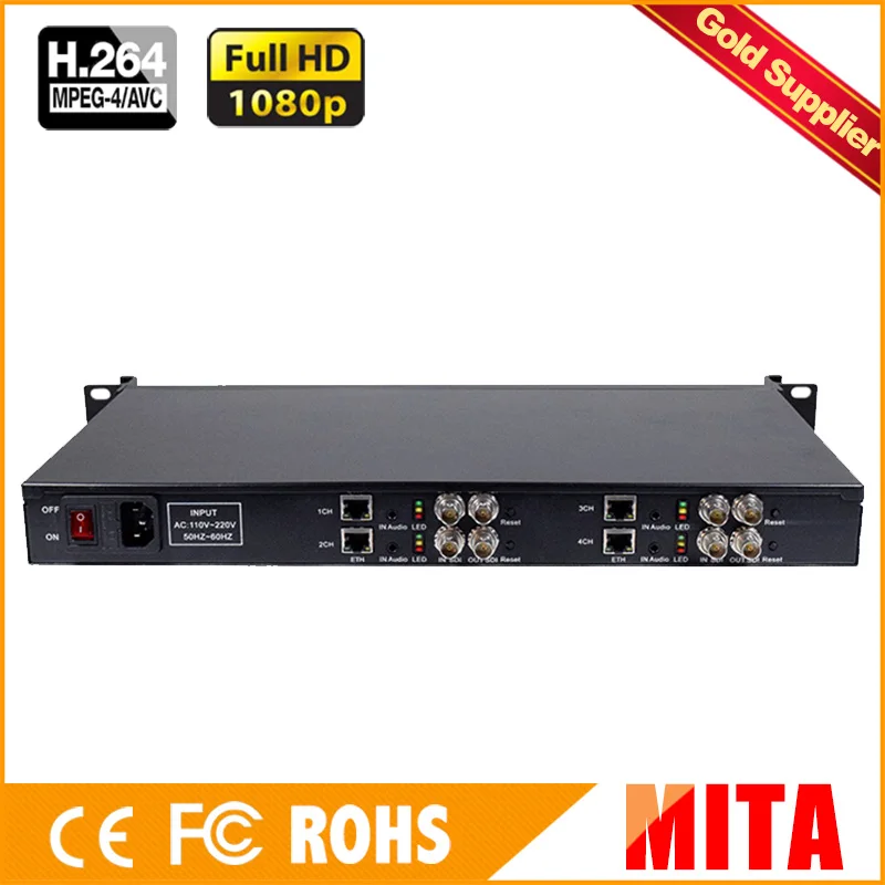 Codificador SDI HD H.264 MPEG 4, AVC 1U, 4 canales, para transmisión IP ...