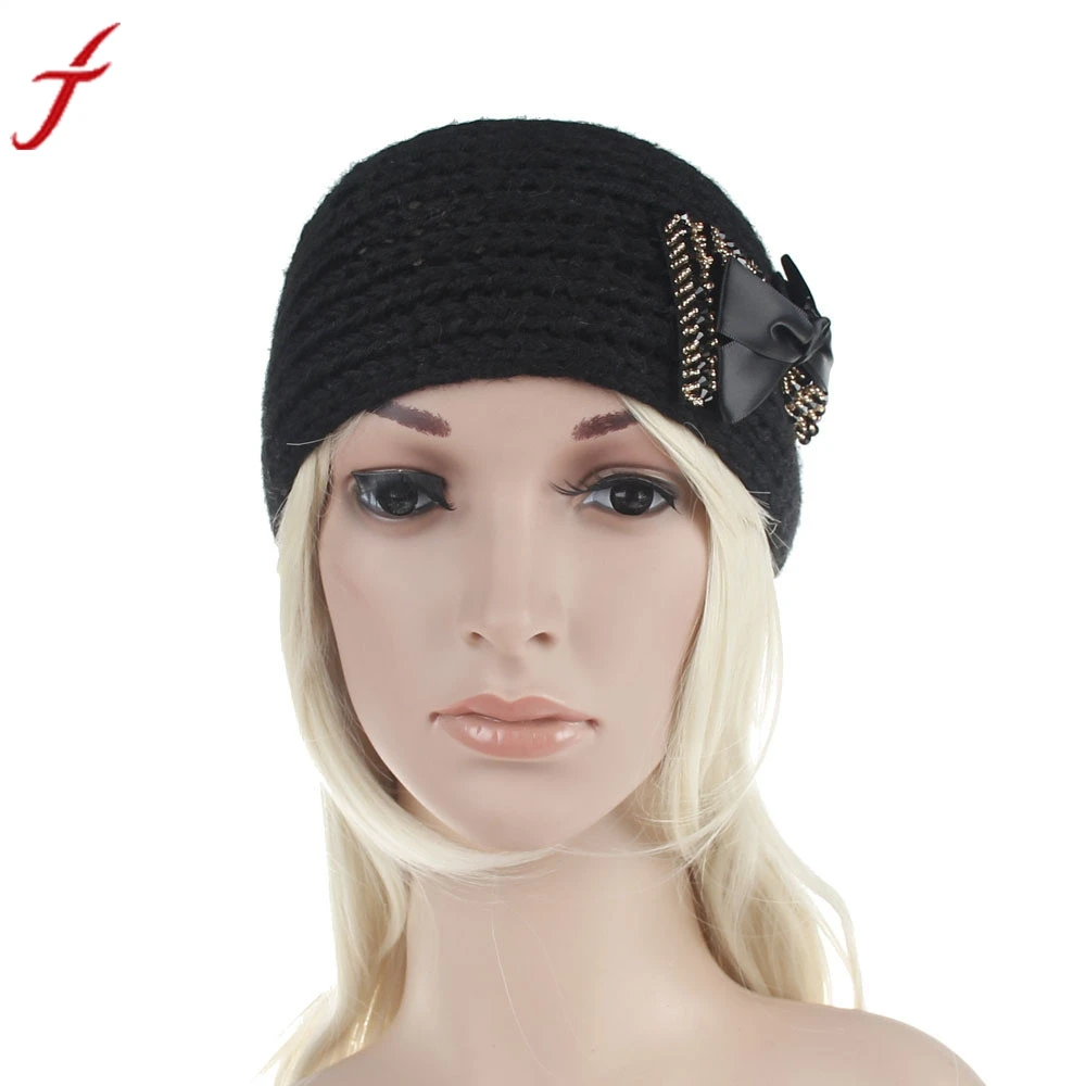 Fashion Headbands Women Bowknot Knitting Headband Elastic Handmade Keep