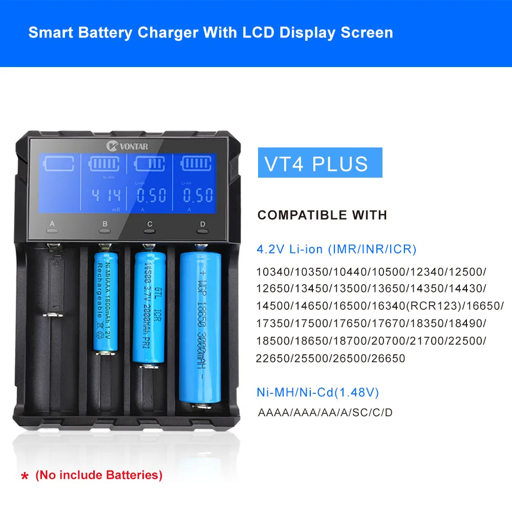 Cheap Price VONTAR 18650 USB Battery Charger Charging for 26650 14500 ...