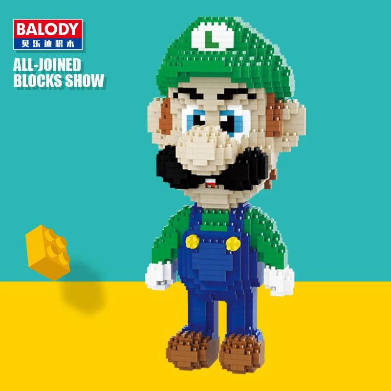 16048 Game Super Mario Luigi Green Figure 3D Model DIY Micro Diamond ...