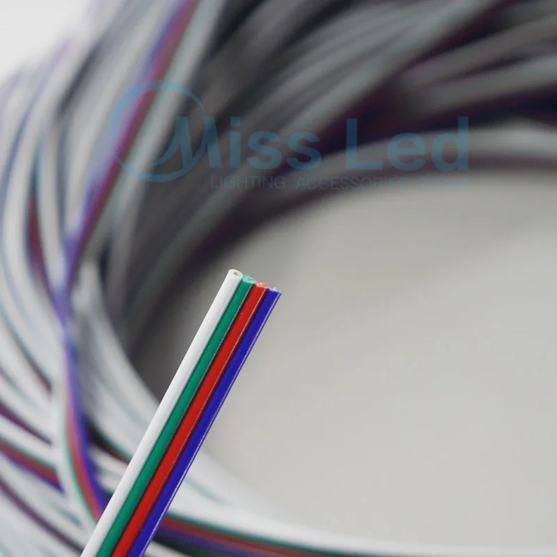 Freeshipping 50m RGB+W Red/Green/Blue/White wires 4 pin RGB cable wire ...