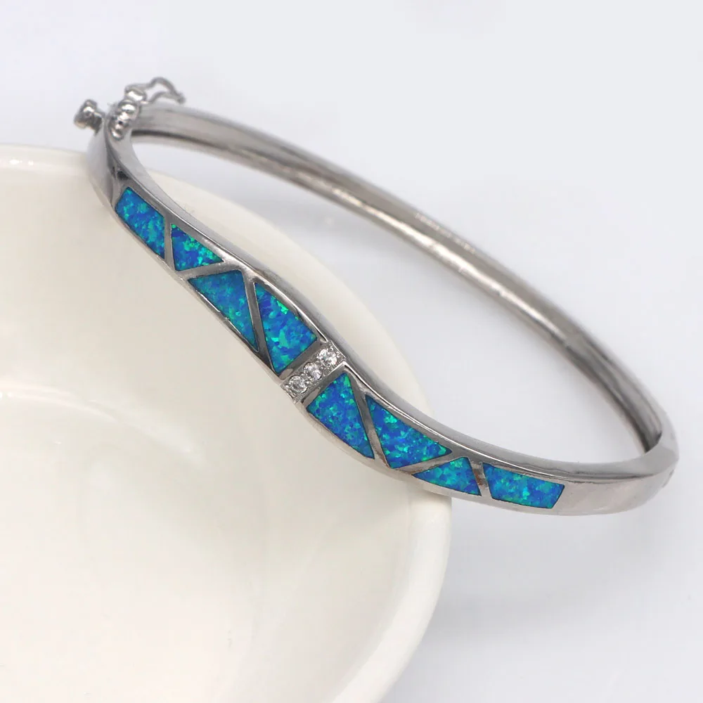 Jlb-046 Fire Opal Bangles For Women New Design Simple Geometric Blue Opal Bracelet Ladies ...