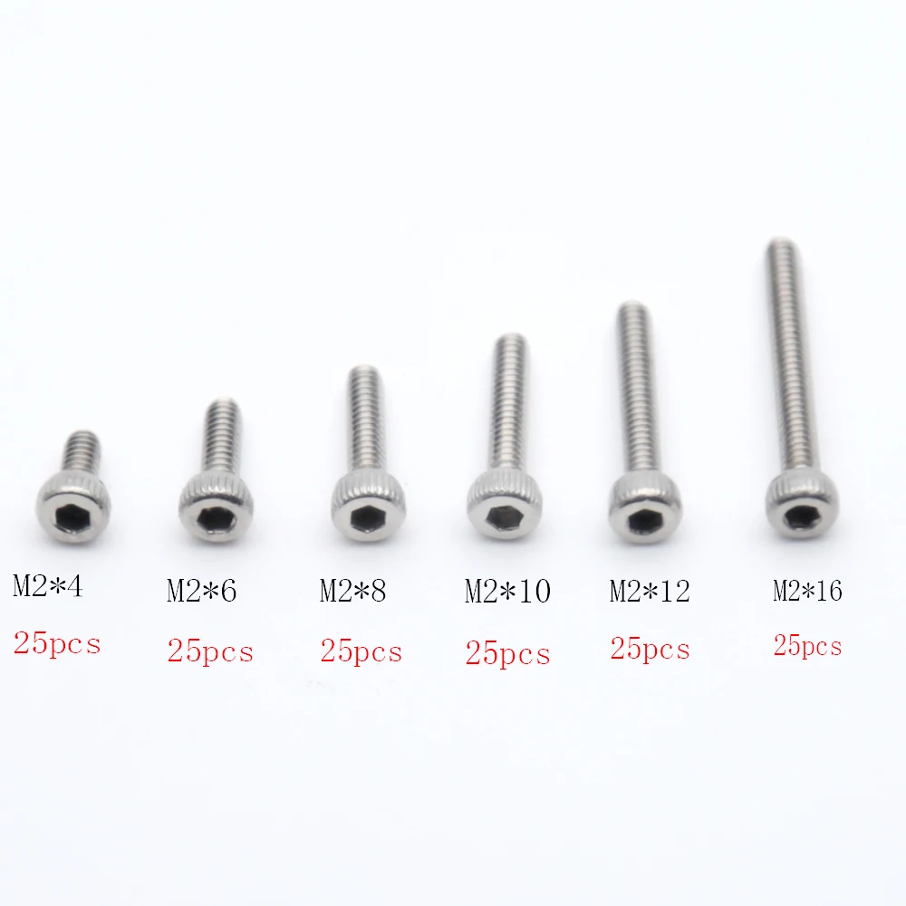 250pcs set Cap Head M2 2mm Stainless Steel Allen Bolts With Hex Nuts