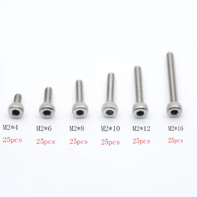 250pcs/set cap head M2(2mm) Stainless Steel Allen Bolts With Hex Nuts ...