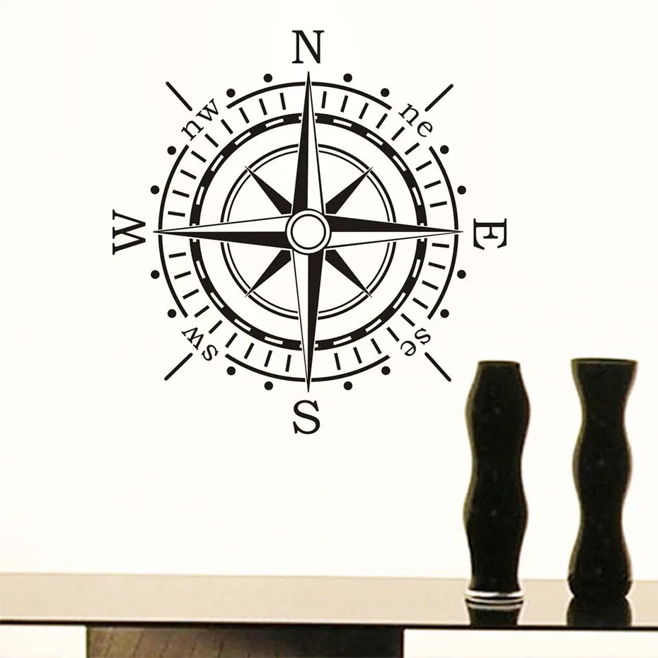 Wall Sticker Compass Wall Art Vinyl Decal Decals Ocean Navigation Removable Wall Stickers