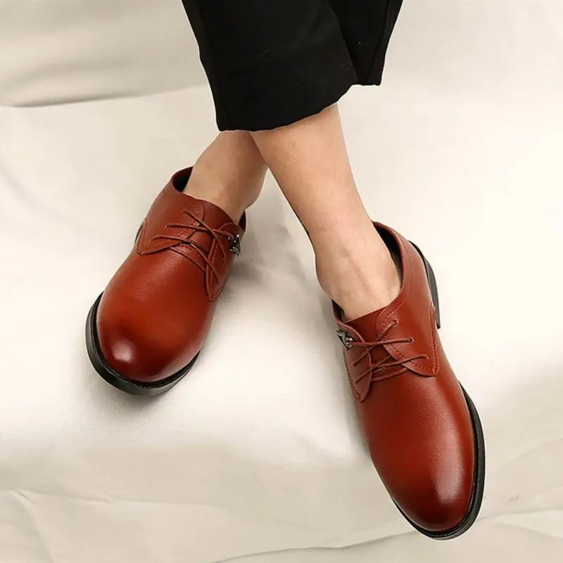 KaiziKarzi Fashion Men Dress Leather Shoes Round Toe Lace Up British ...