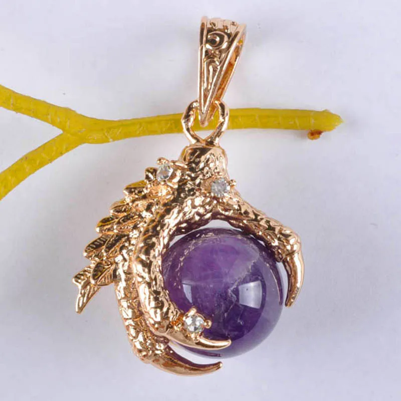Purple Crystal Bead Dragon's Talons Pendant Jewelry For Woman Gift S914 ...