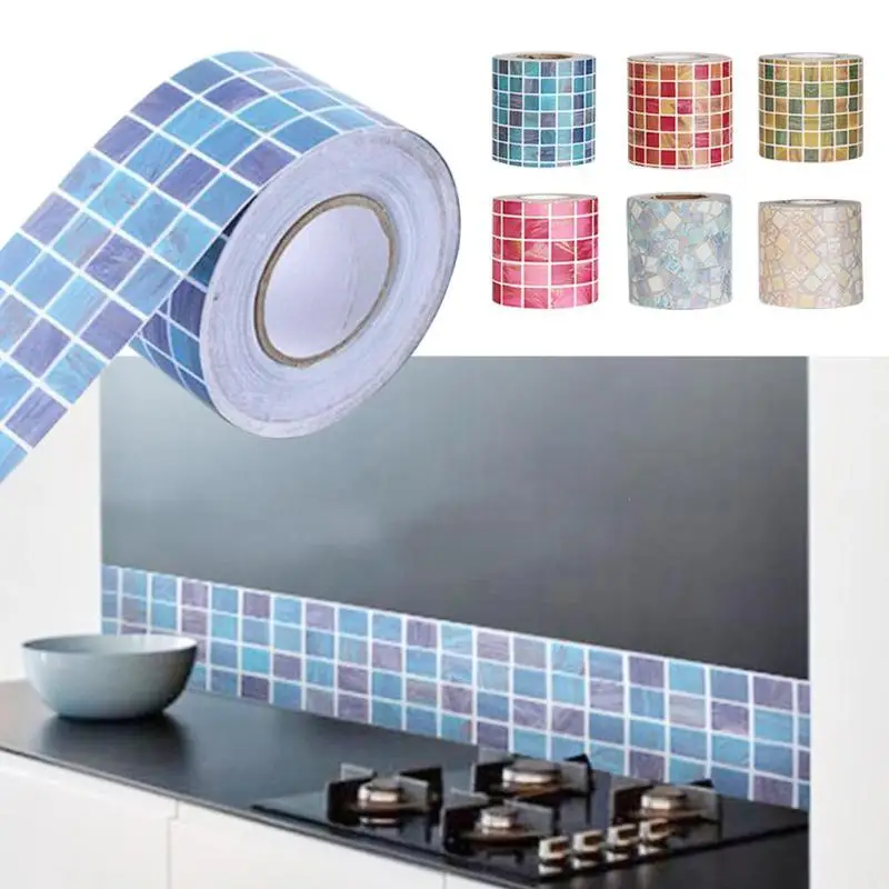 5 Meters/Set Kitchen Waterproof Wall Sticker Diy Mosaic Self adhesive ...